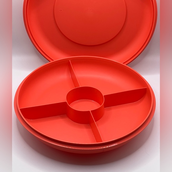 Tupperware | Dining | Tupperware Orange Divided Dish Serving Center 5 ...